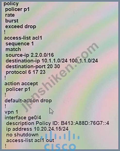 300-415合格率書籍質問109：エンジニアは、次に示すように、レート 125 Bps、バースト レート 8000 ビットでポリシングを設定 ...