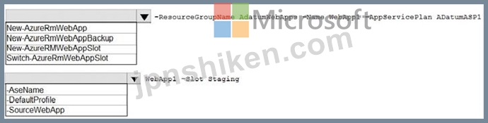 AZ-104J試験対応質問27：WebApp1という名前のAzure Webアプリがあります。 開発者は、本番WebApp1に影響を与えずに変更できるWebApp1のコピーを提供する必要があり ...