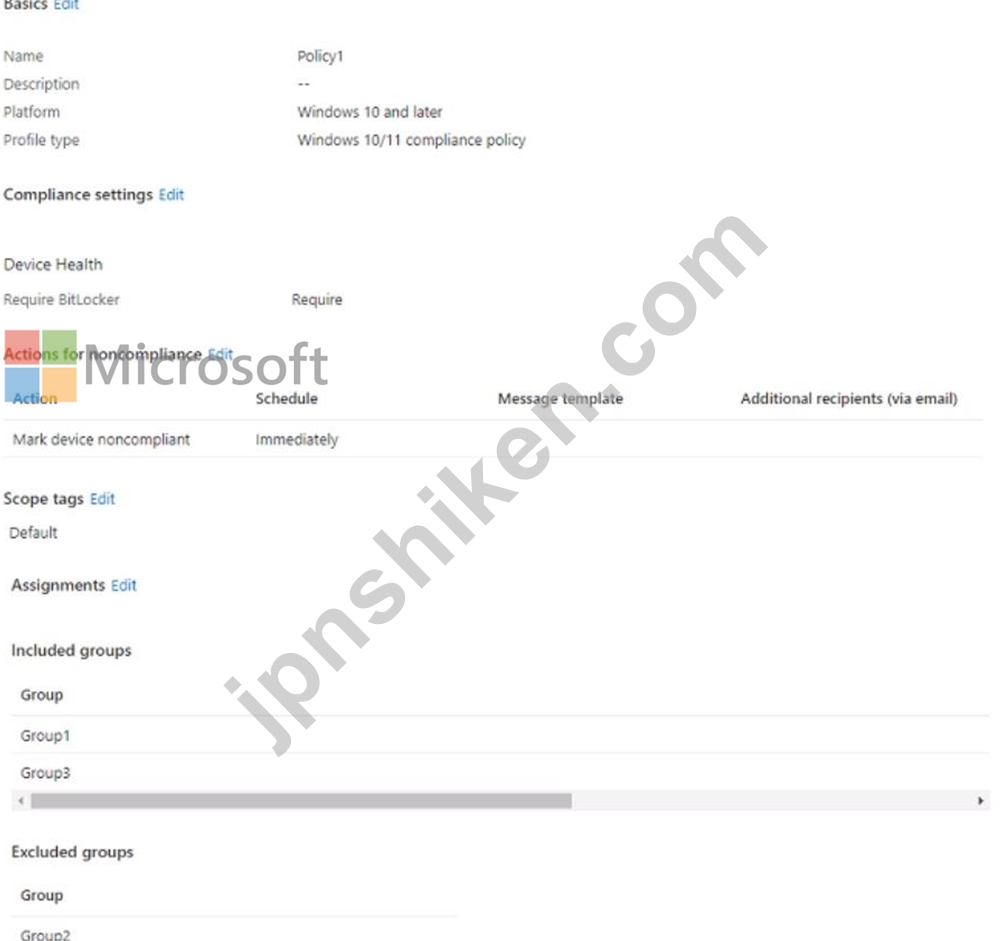 MD-102-JPN復習対策質問45：Microsoft Intune を使用する Microsoft 365 E5 サブスクリプションがあります。次の表に示す Windows 11 デバイス ...