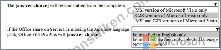 MS-100日本語問題集質問14：Microsoft365サブスクリプションがあります。 Microsoft Office展開ツールを使用して、Office365ProPlusをインストールし ...