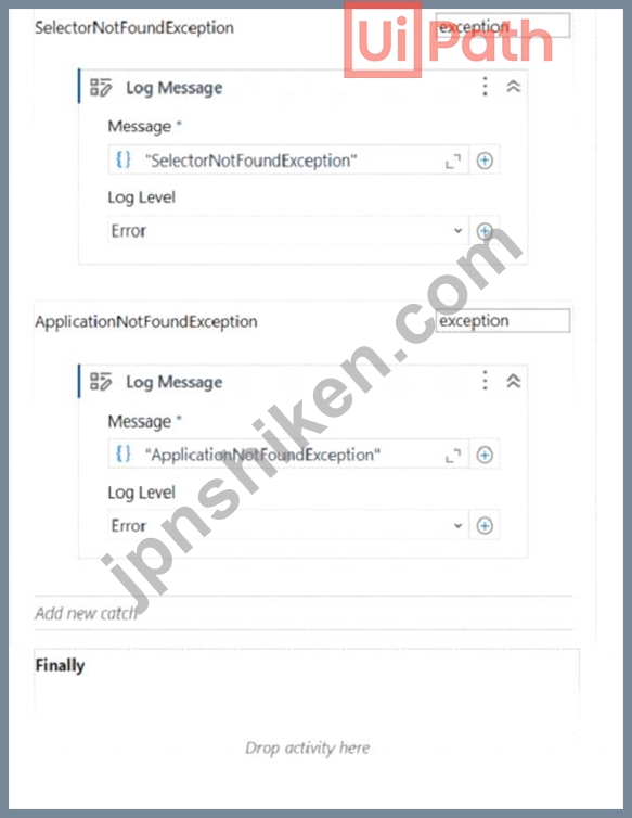 UiPath-ADAv1-JPN最速合格質問40：次の図を確認してください。 (Exhibit) オートメーションが実行され、Notepad.exe が実行されていない場合、[出力] パネルに ...